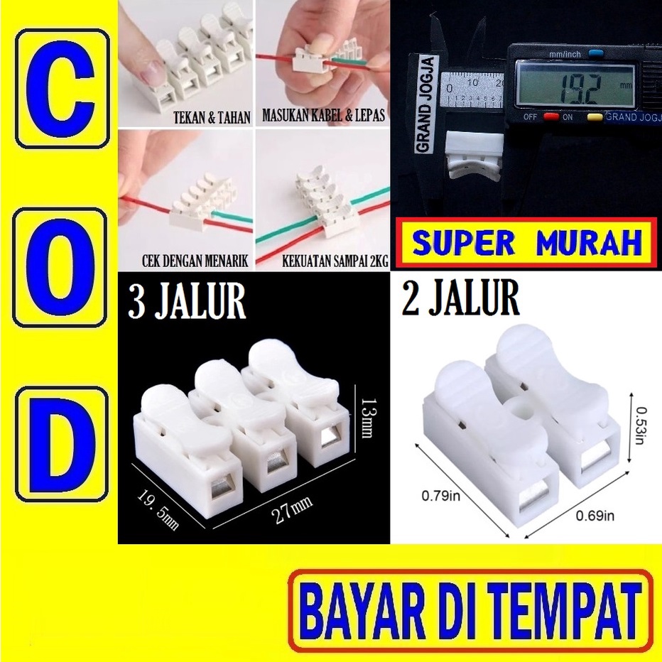 Jual RAK 1D Penyambung Kabel 2 3 Jalur Quick Wire Connector 2 Pin 3 Pin ...