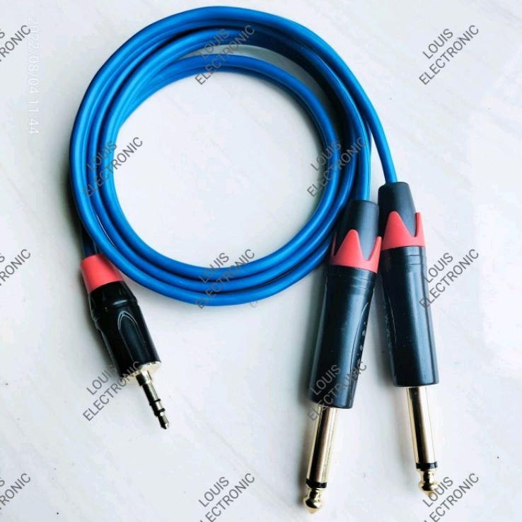 Jual Kabel Audio Jack HP / Laptop ke Mixer Aux 3.5mm Stereo To 2 Akai 6.5mm Mono Kualitas Bagus ...