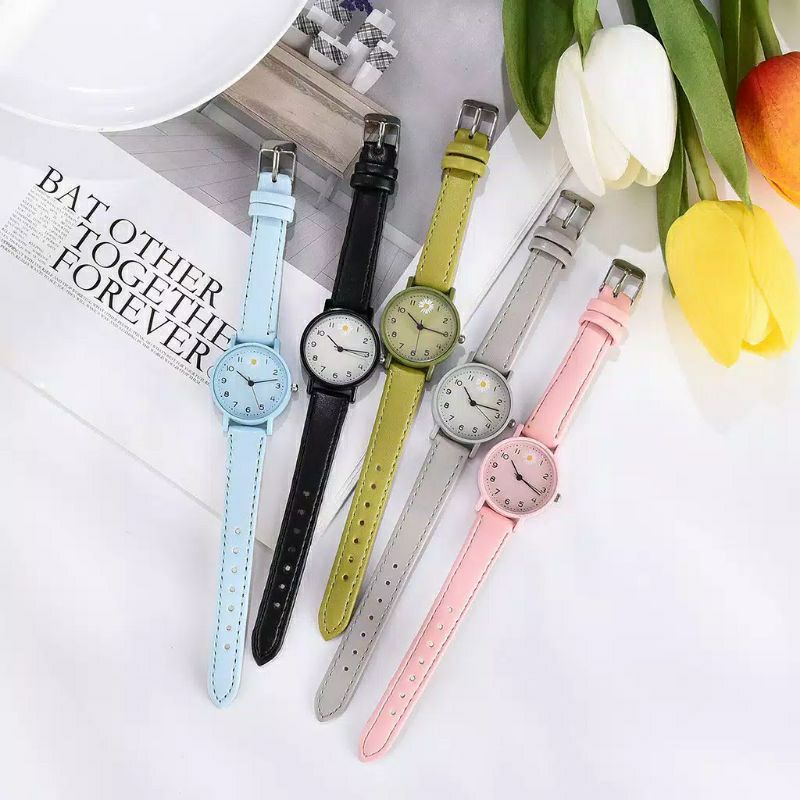 Jual JAM TANGAN MOTIF BUNGA TALI KALEP KARET WANITA PEREMPUAN REMAJA ...