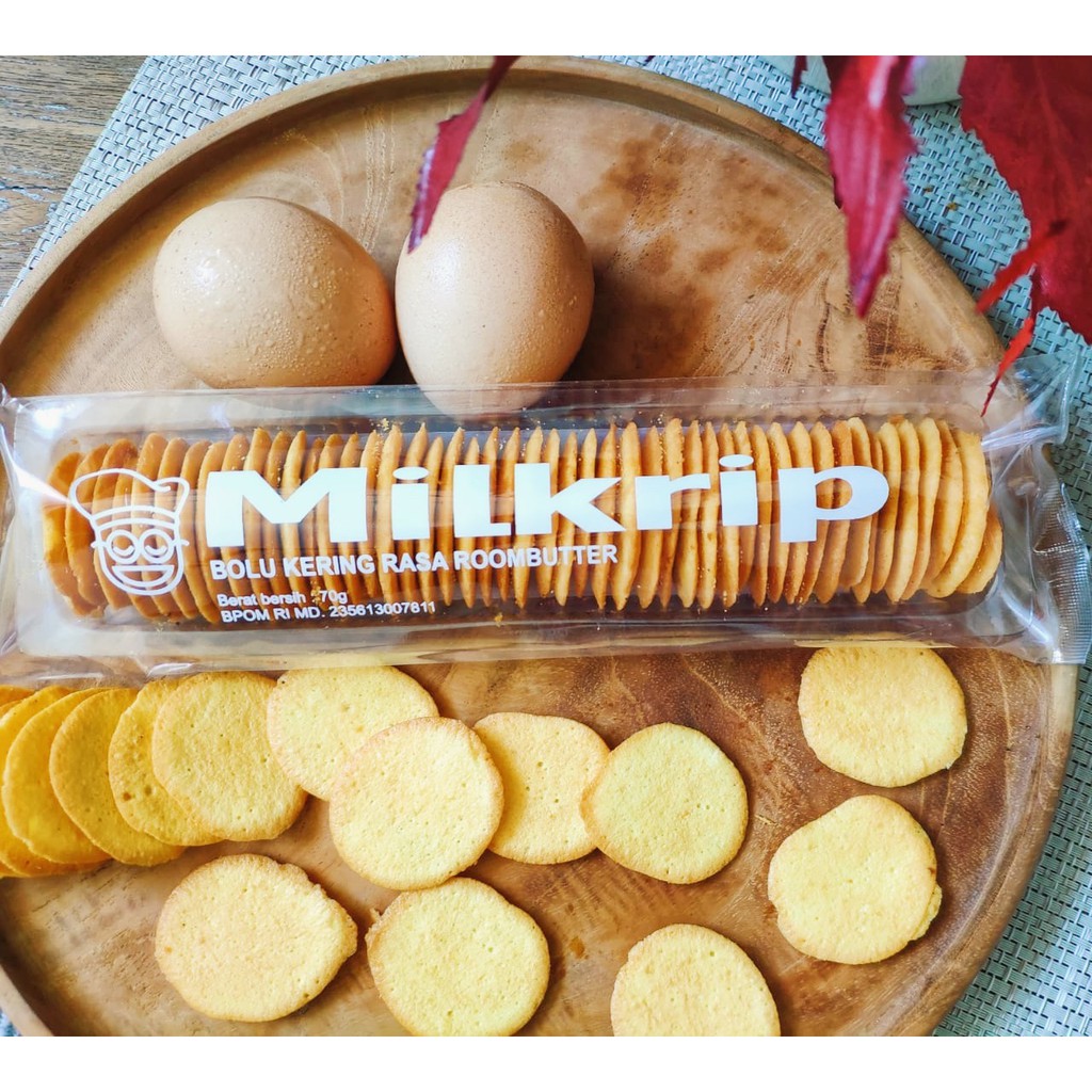 Jual MILKRIP Bolu Kering Bulat Rasa Roombutter Cookies 70gr/pcs Cemilan ...