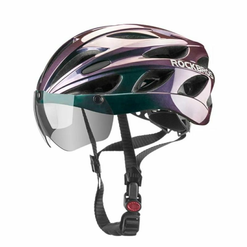 Jual Helm Sepeda Rockbros + Magnetic Visor - Blue | Shopee Indonesia