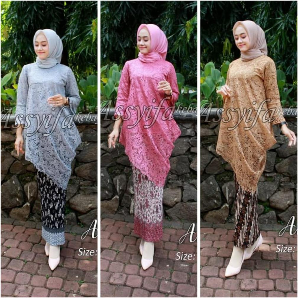Jual Set Kebaya Aisyah Brukat Rok Plisket/Kebaya Tunik Menceng/Kebaya ...