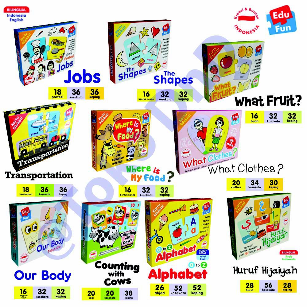 Jual Best Seller - Puzzle Edukasi Puzzlo iSpell EduFun All Series Kartu ...