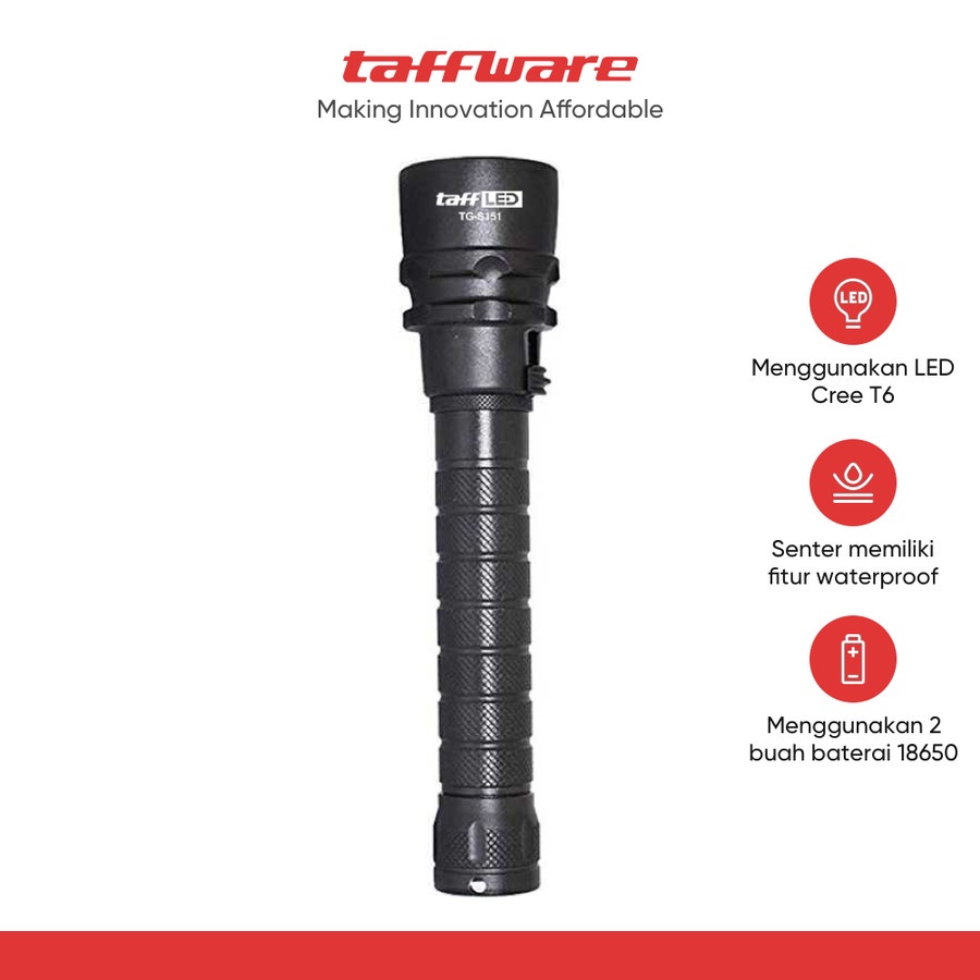 Jual TaffLED Senter LED Scuba Dive Waterproof 200M T6 - TG-S151 | Shopee Indonesia
