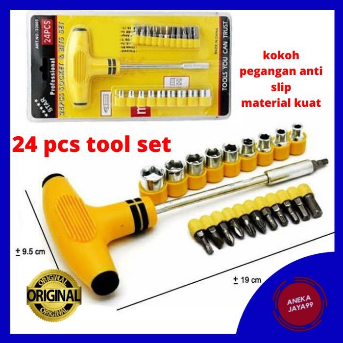 Jual kunci t plus obeng kunci sok satu set 24pcs kunci set obeng mini ...