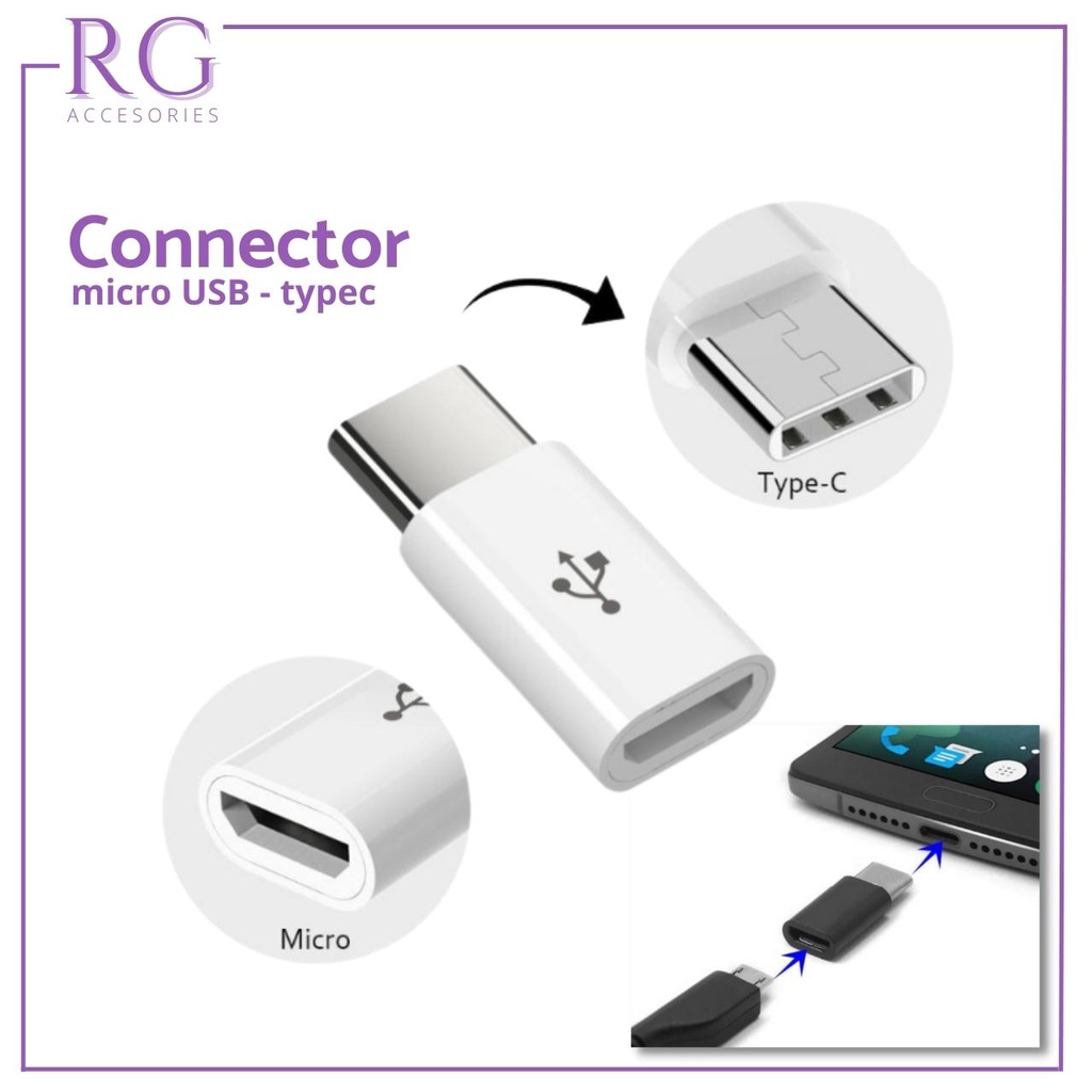 Jual Connector Micro usb v8 ke type c konektor adapter micro usb to ...