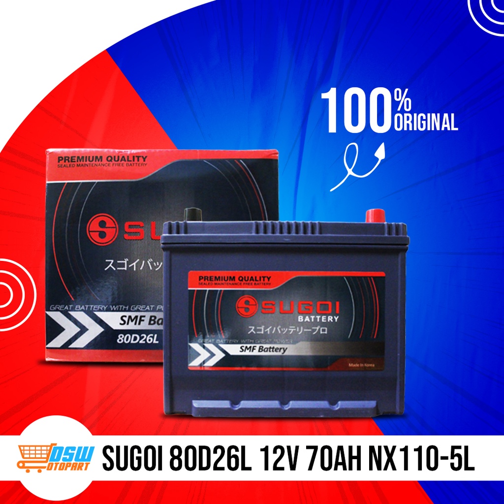 Jual SUGOI MF 80D26L 12V 70Ah NX110-5L AKI KERING | Shopee Indonesia