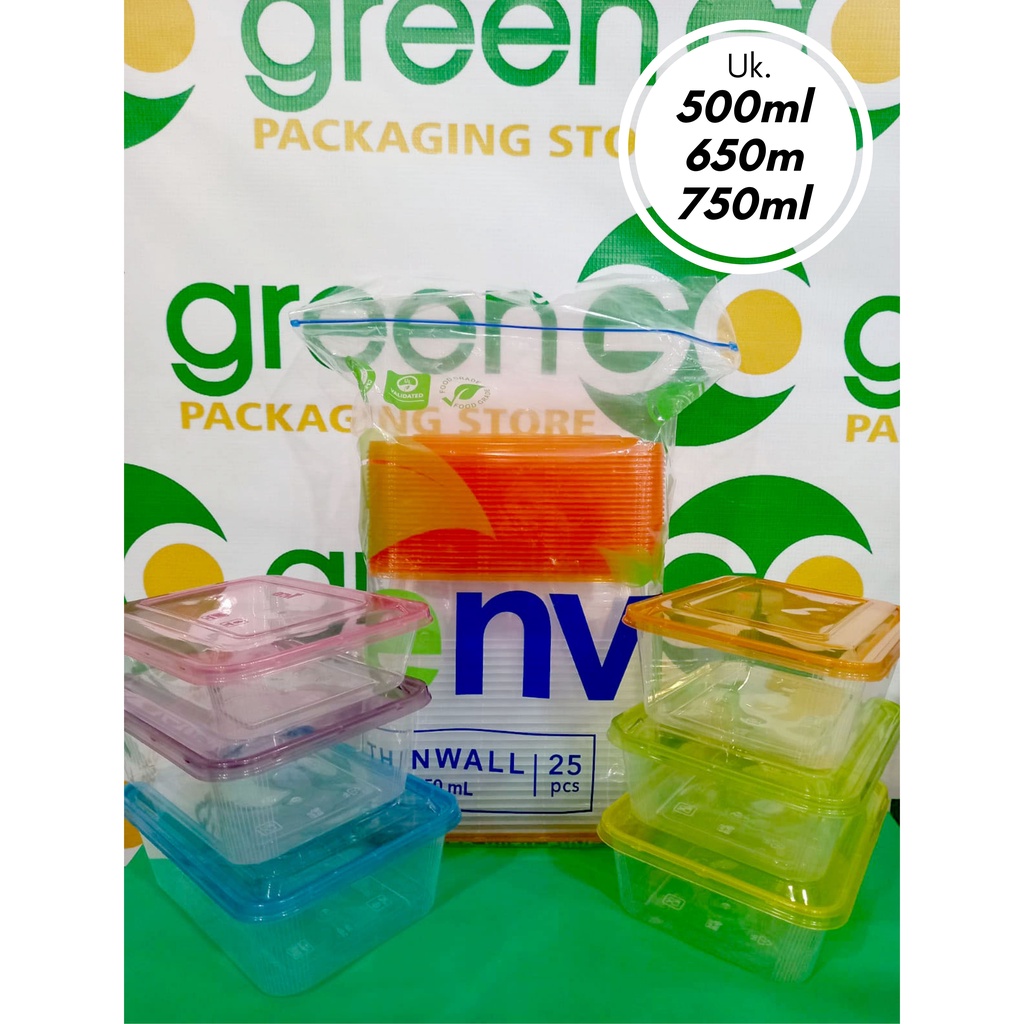 Jual THINWALL KOTAK SET TUTUP ENVI 500ML 650ML 750ML ISI 25 SET THINWALL WARNA WARNI THINWALL ...