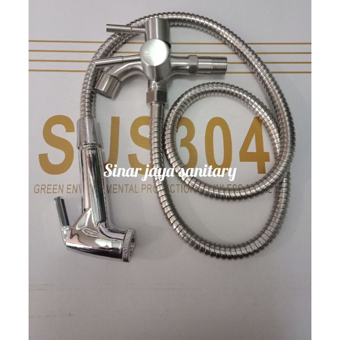 Jual Jet shower set chrome / Palet jet shower + kran cabang stainless ...