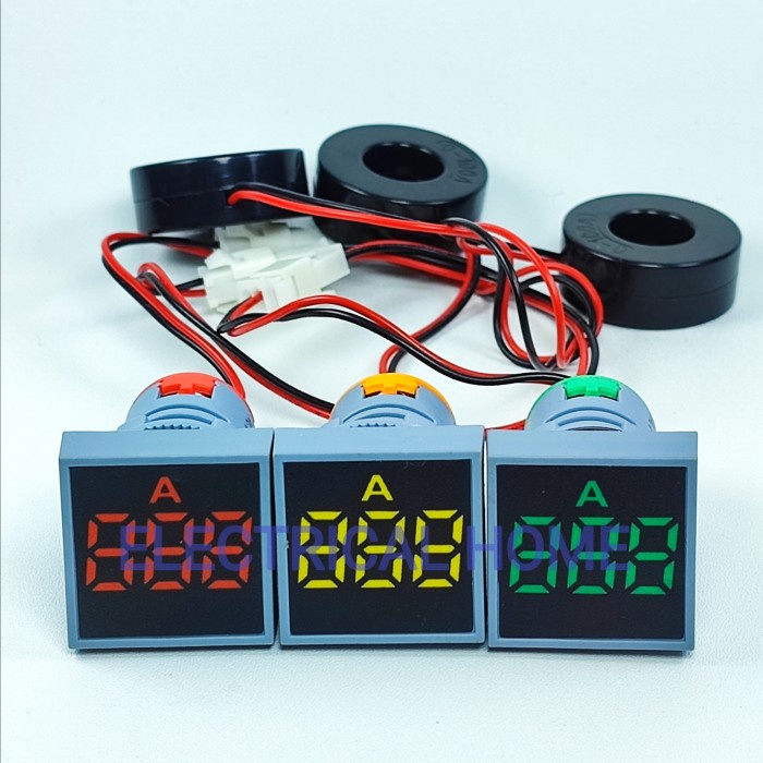 Jual Pilot Lamp LED with AMPER METER 22mm KOTAK | Shopee Indonesia