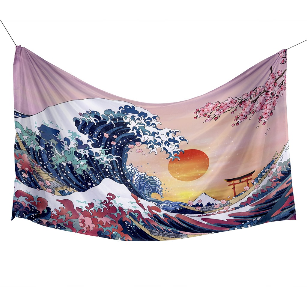 Jual Tapestry Fabric Kanagawa oki nami ura Permadani Wall decor ...