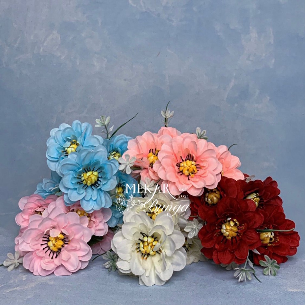 Jual (XK 13-R220) Bunga Artifisial Chrysan x5 Dekorasi Bunga Pelaminan ...