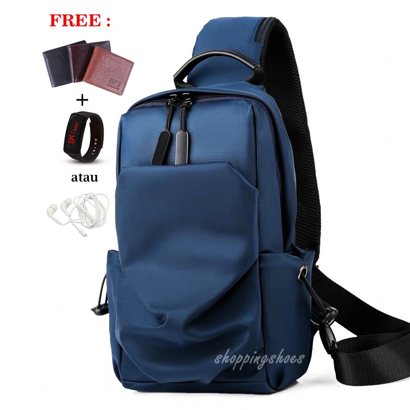 Jual Tas Selempang Pria Tahan Air Free Dompet dan Jam Tangan LED (TSPN ...