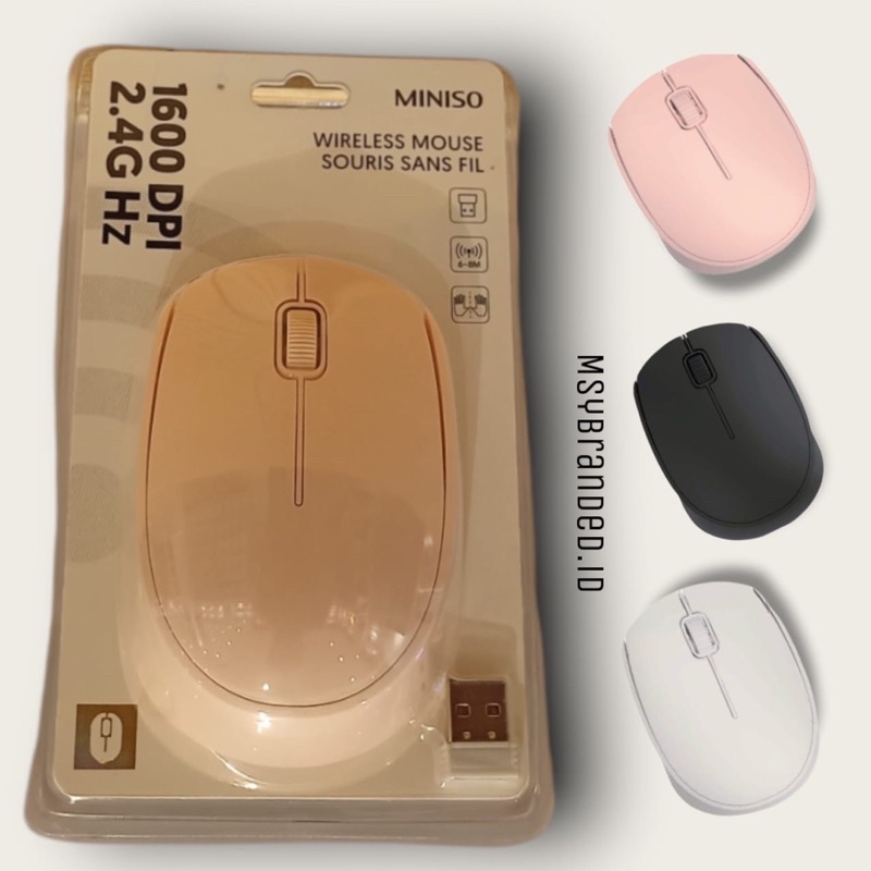 Jual WIRELESS MOUSE MINISO 2,4G Hz BLACK PINK WHITE | Shopee Indonesia