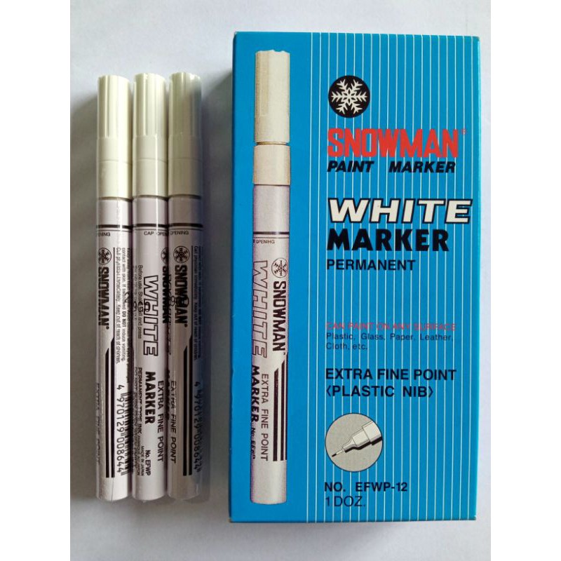 Jual Spidol cat permanent SNOWMAN EFWP-12 white/ putih | Shopee Indonesia