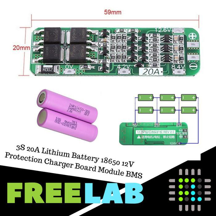 Jual 3S 20A Lithium Battery 18650 12V Protection Charger Board Module ...