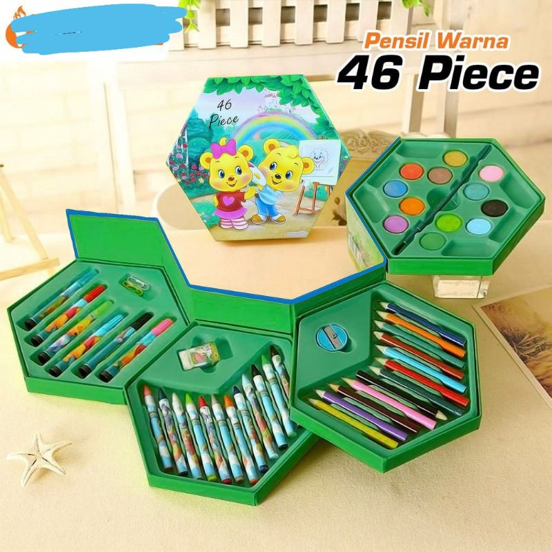 Jual Crayon 46set 4in1 karakter / Set mewarnai+melukis 46set | Shopee ...