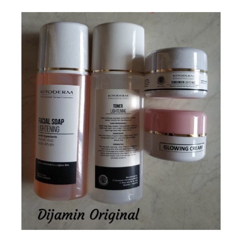 Jual Kitoderm Paket Glowing Cream Lightening Series -krim pencerah ...