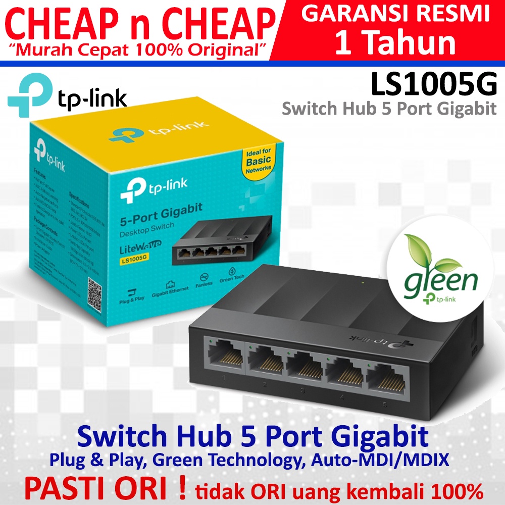 Jual TP-Link LS1005G 5 Port Gigabit Plastik - Switch Hub TPLink LS 1005 G | Shopee Indonesia