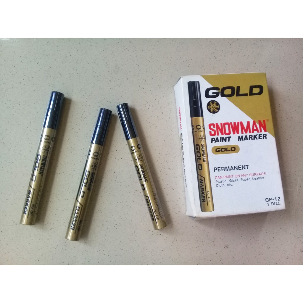 Jual Spidol Snowman Permanent Paint Marker Gold - Snowman GP-12 ...
