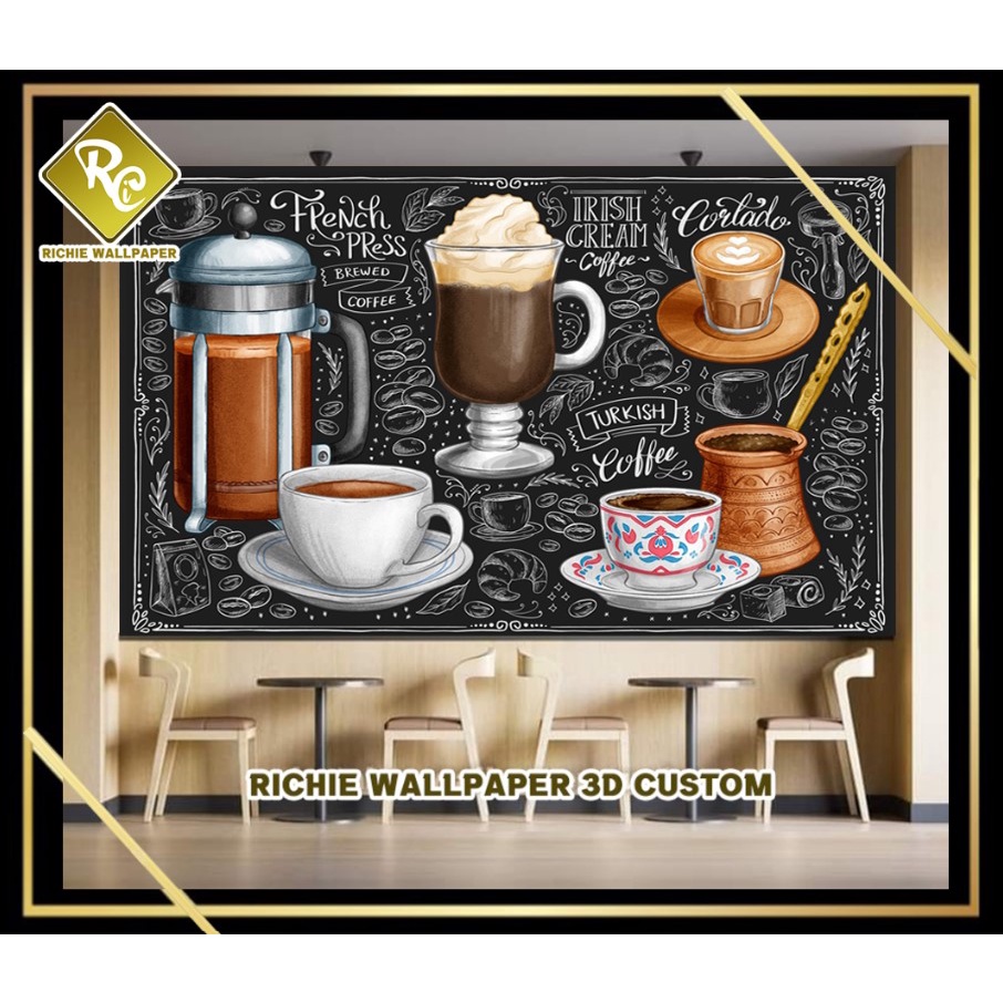 Jual Wallpaper Dinding 3D Custom Tema Black Coffe | Shopee Indonesia