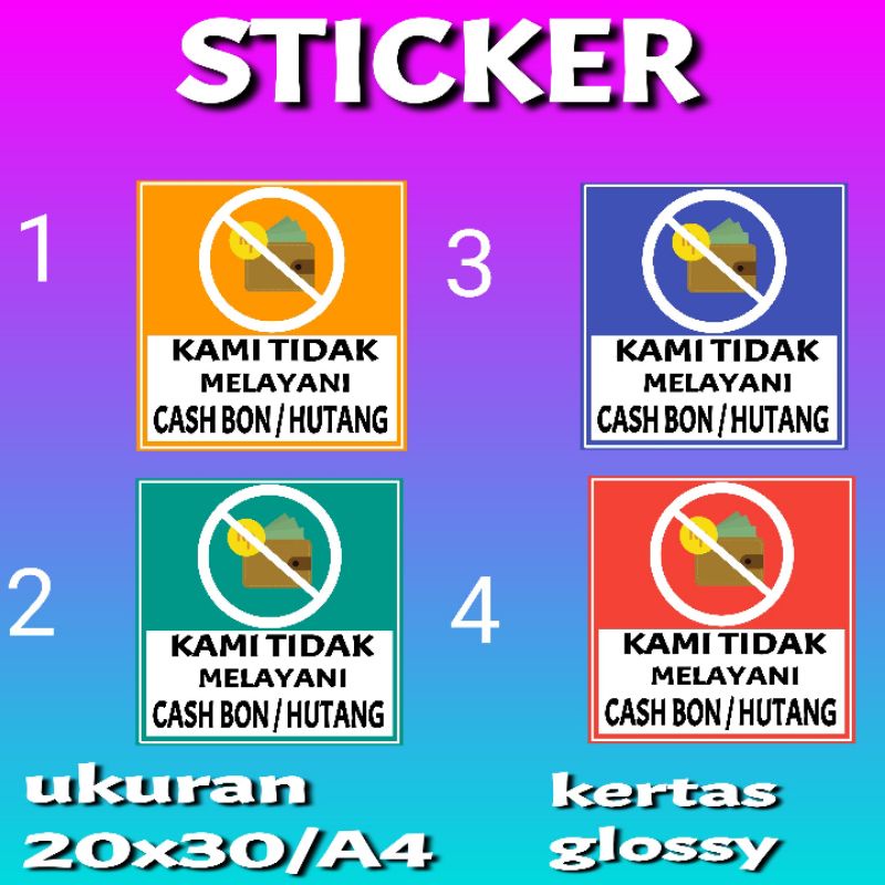 Jual STICKER DILARANG CASH BON UNTUK TOKO DAN WARUNG DJ6G | Shopee ...