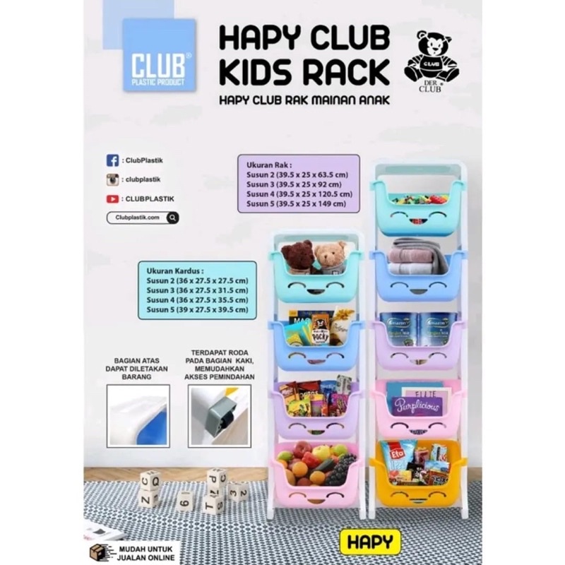 Jual Rak CLUB HAPPY KIDS / Rak Mainan / Rak Serbaguna Susun 5 | Shopee ...