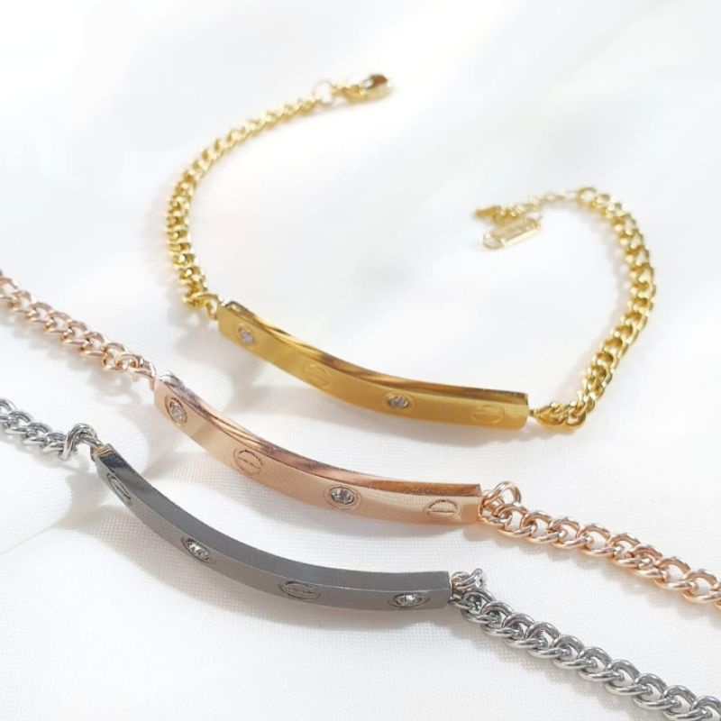 Jual gelang Titanium rantai motif cartier permata O1028292 | Shopee ...