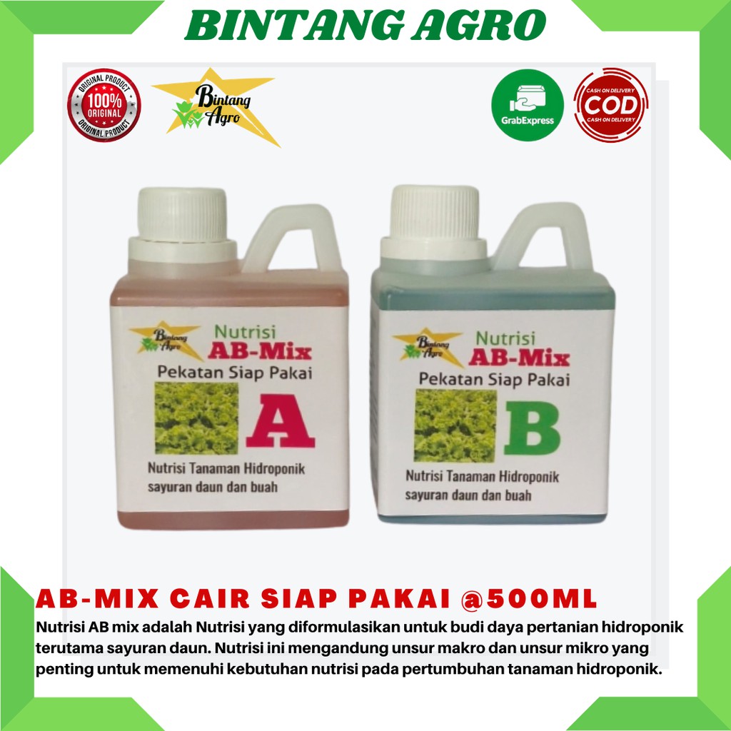Jual Nutrisi AB-MiX 1 liter Pekatan 500ml Tanaman Sayuran Daun dan Buah ...