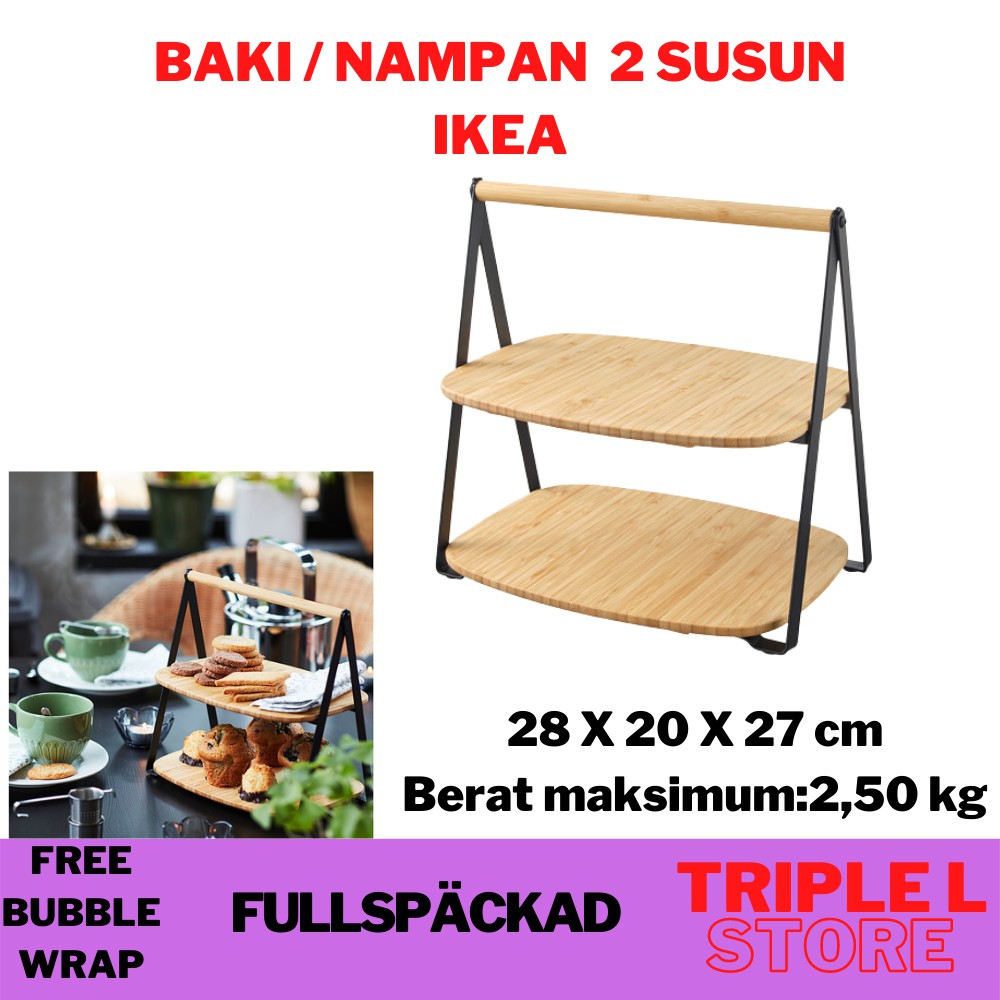 Jual Nampan Baki Tempat Makanan Minuman 2 Susun Bahan Kayu IKEA ...