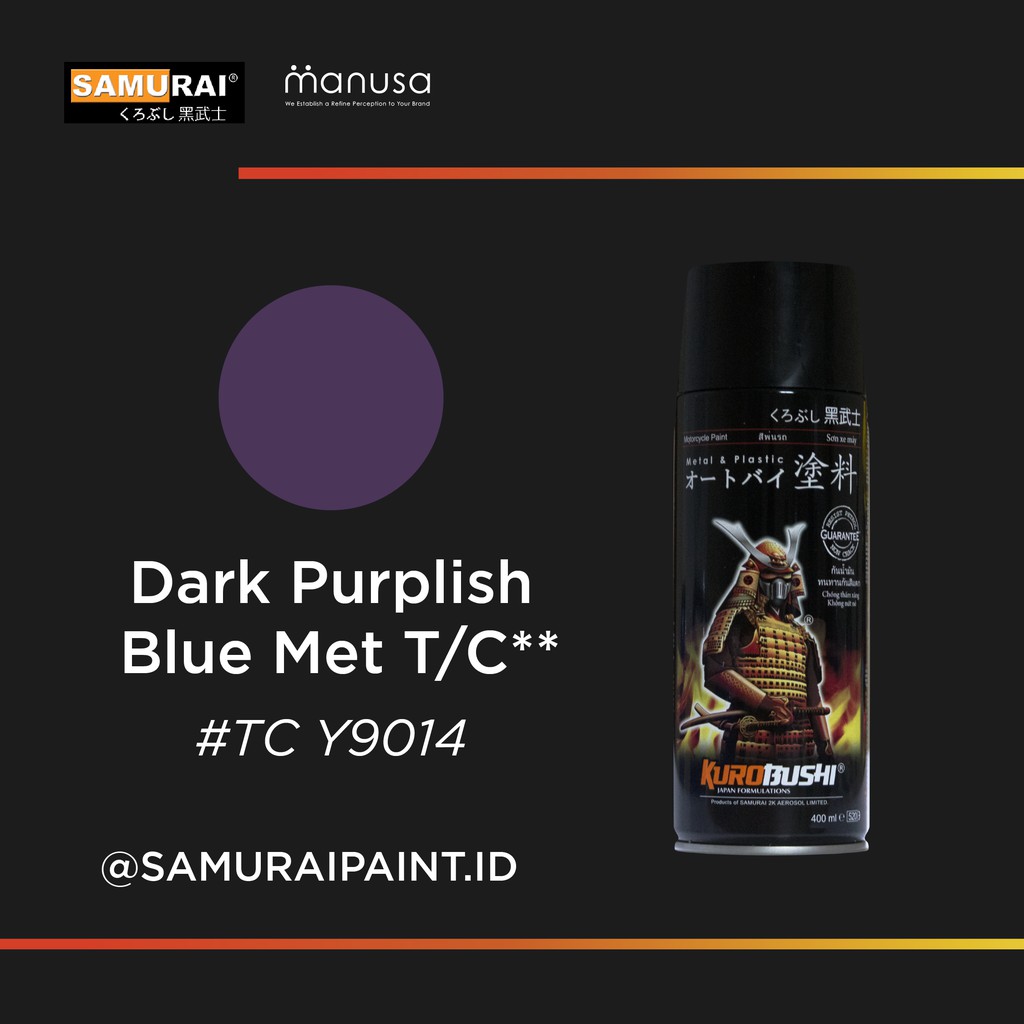 Jual Samurai paint TCY 9014 Dark Purplish Blue Met ( 400 ml & Warna ...