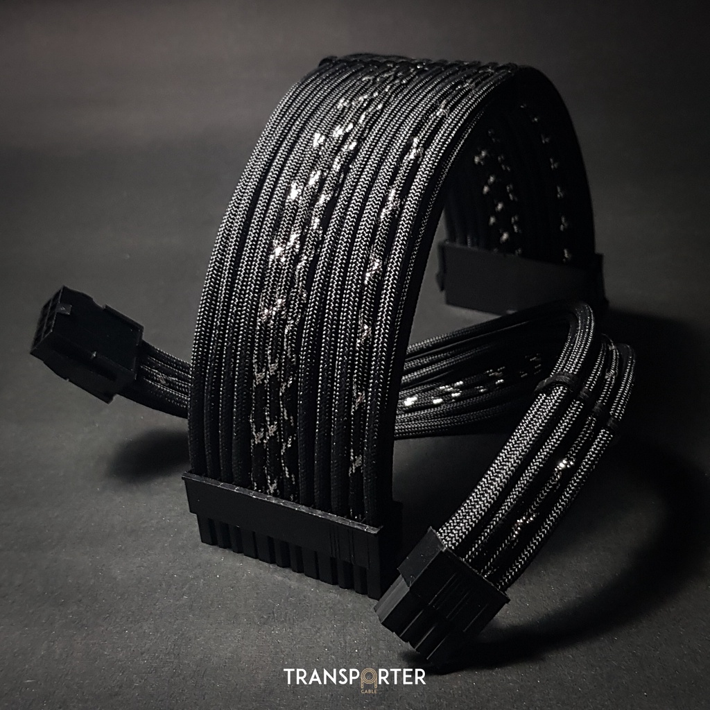Jual Black Moonlight - Handmade custom cable sleeve extension PSU kit ...