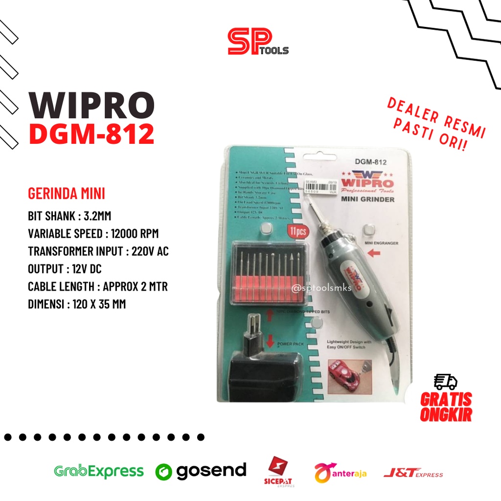 Jual MESIN GERINDA MINI / MINI DIE GRINDER SET WIPRO DGM-812 DGM812 ...