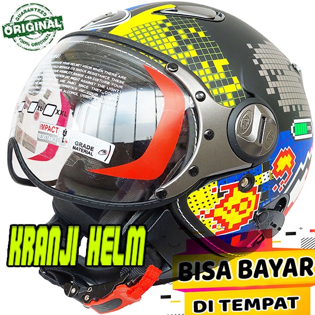 Jual Helm / Helm half face / Helm kyt elsico #7 black matt yellow red terbaru | Shopee Indonesia