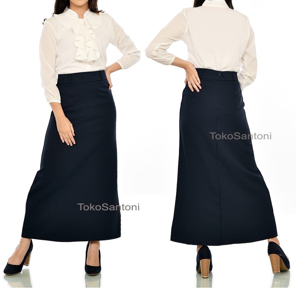 Jual Rok Panjang Kantor Formal Model A Line Rok Kerja Panjang Hitam ...