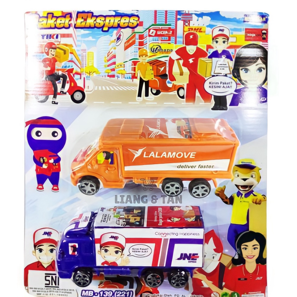 Jual ( BISA COD ) PROMO 2 PCS Mainan Anak Truk Ekspedisi Kurir Paket ...
