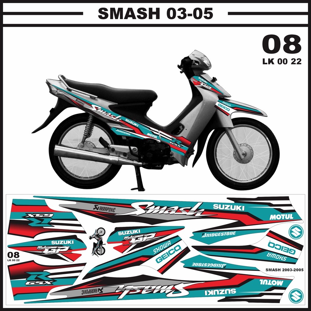 Jual LK0022 Stiker Striping Suzuki Smash 2003-2005 Variasi Lis Decal ...