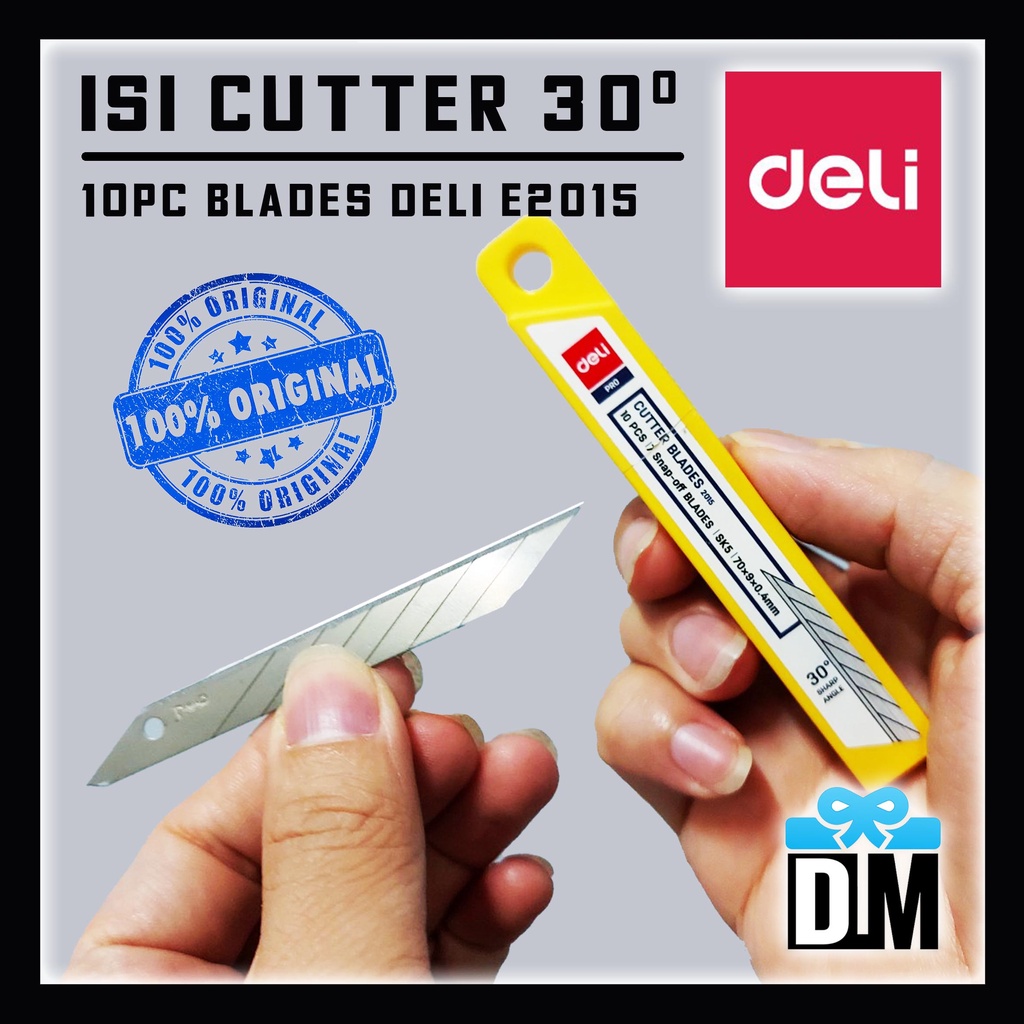 Jual ISI CUTTER 30 derajat tajam Blade Refill Cutter Biasa Deli E2015 ...