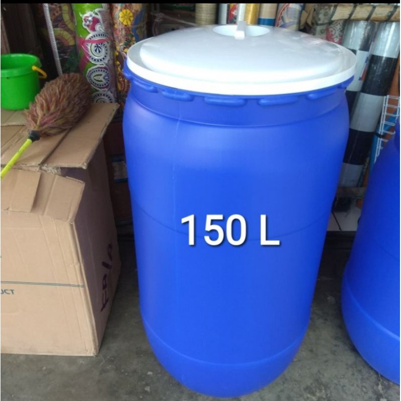 Jual TONG AIR BIRU TUTUP PLASTIK 150 Liter Green Leaf/GENTONG PLASTIK 150 liter/EMBER BESAR 150 ...