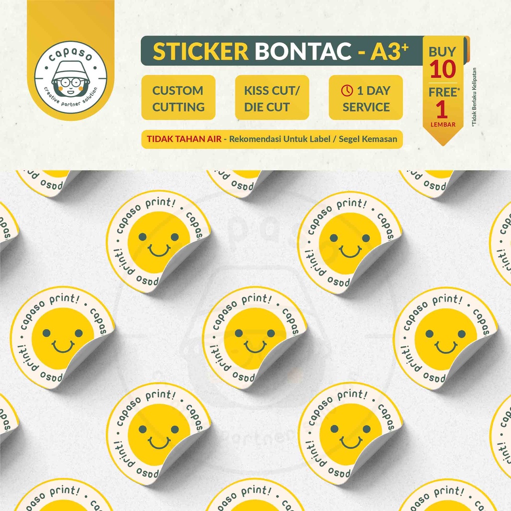 Jual Cetak Print Stiker Label Bontac A3+ kemasan dus gelas botol segel ...