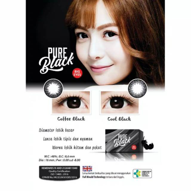 Jual Softlens PURE BLACK 16 MM Normal & Minus (-0,50 S/D -8,00) By ...
