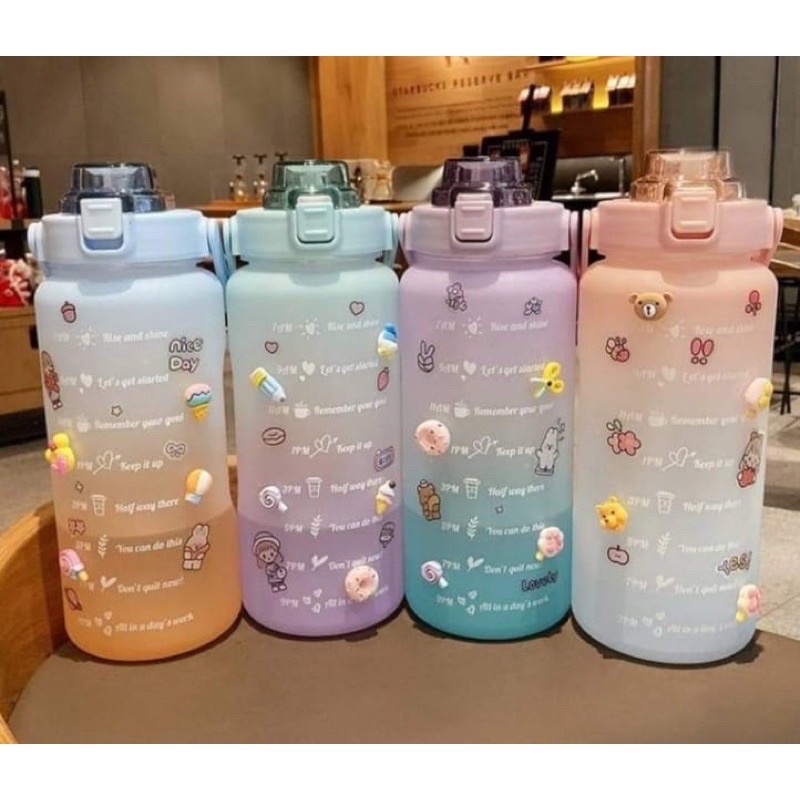 Jual Botol Minum 2 Liter 2000ML Botol Korea VIRAL Free stiker 2D & 3D ...