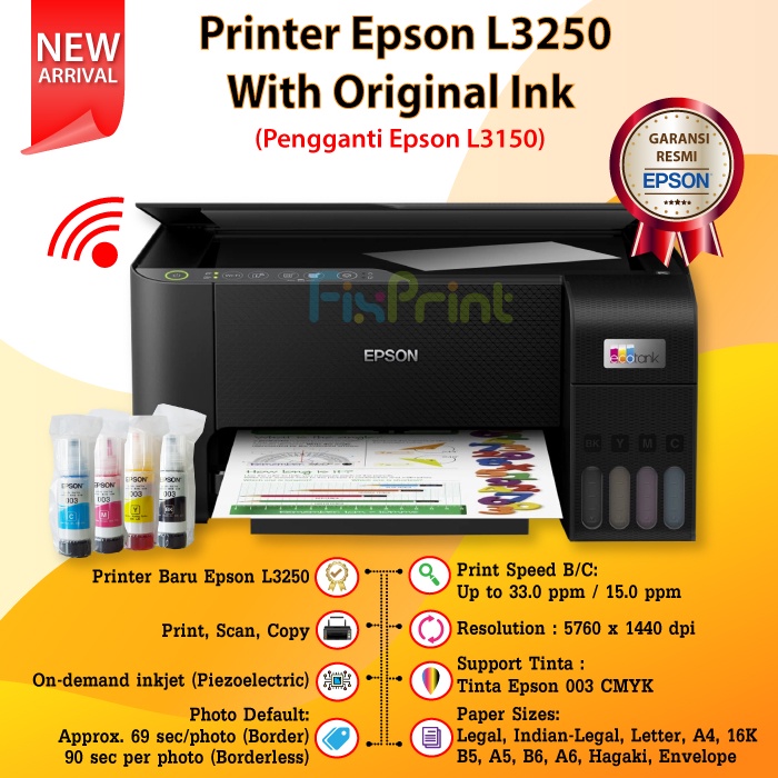 Jual Printer Epson EcoTank L3250 WiFi All-In-One (Print - Scan - Copy ...