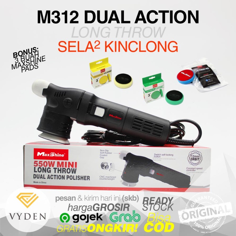Jual Mesin Poles Dual Action MaxShine M312 Mini Polisher Mobil Motor Sepeda Sela Lekukan ...