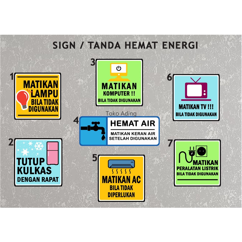 Jual Stiker Tanda Hemat Energi Listrik Air Kulkas AC / Energy Saving Sign Sticker | Shopee Indonesia