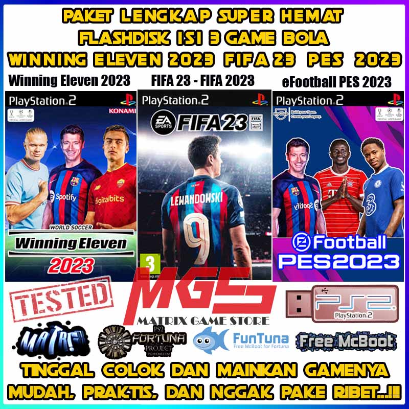 Jual Paket 3 Game Flashdisk PS2 PS 2 Winning Eleven 2023 - PES 2023 ...