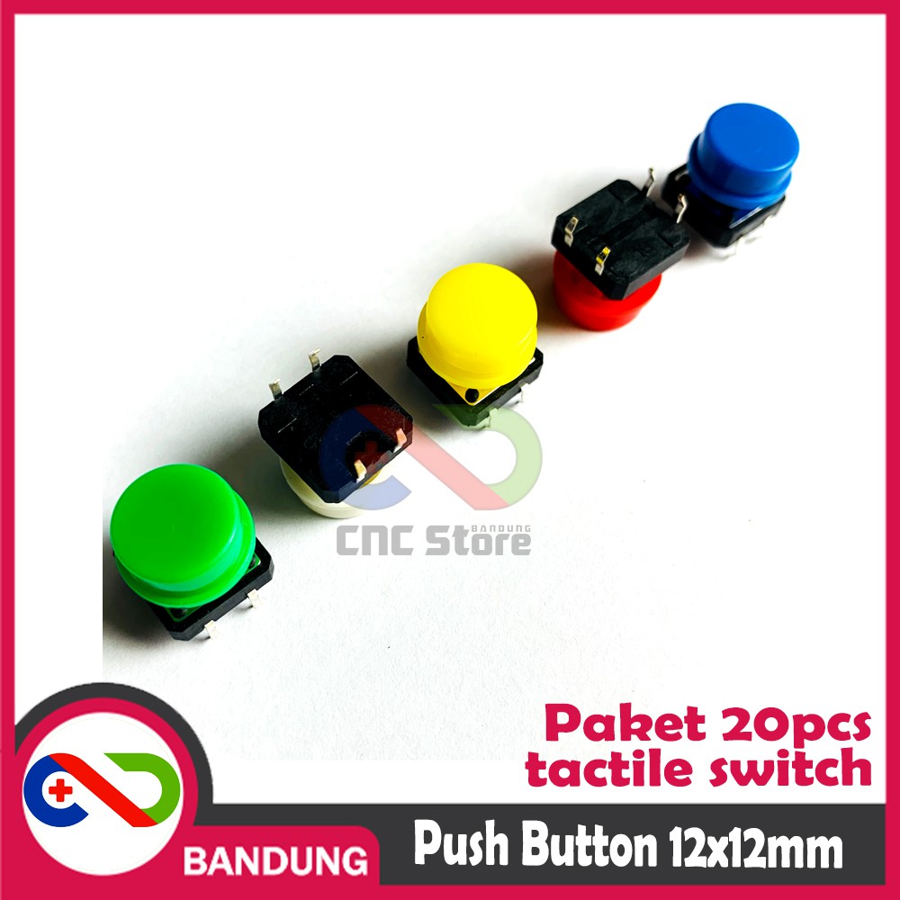 Jual TACTILE SWITCH PUSH BUTTON PLUS FREE CAP 5 WARNA 20PCS | Shopee ...