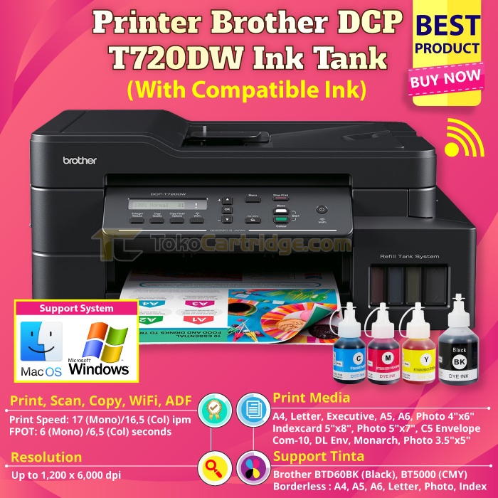 Jual Printer Brother DCP-T720DW DCP T720dw Wireless Inkjet All-In-One (Print, Scan, Copy, WiFi ...