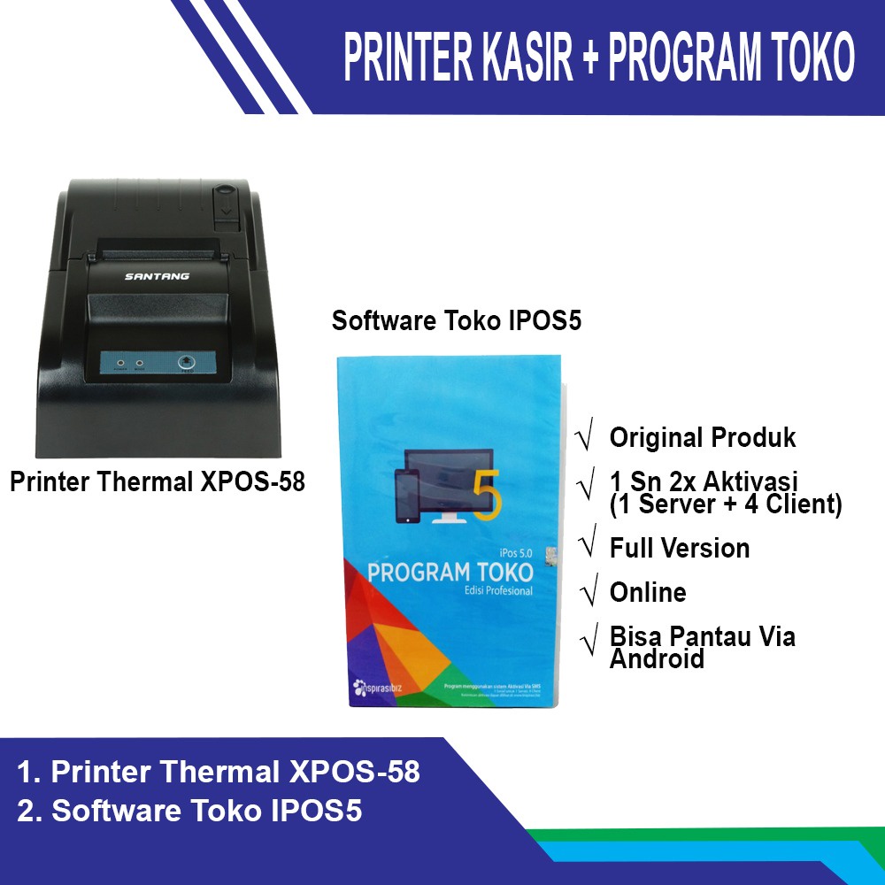 Jual PAKET PROGRAM TOKO IPOS 5 PROFESIONAL PLUS PRINTER KASIR THERMAL 58 MM GARANSI 1 TAHUN ...