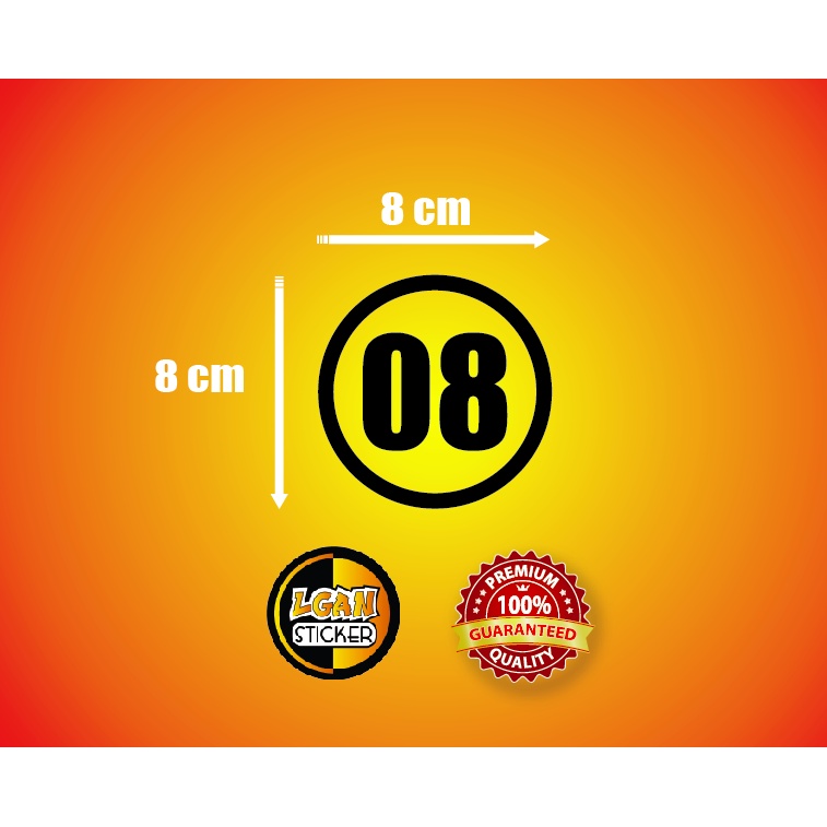 Jual STIKER ANGKA BULAT UKURAN DIAMETER 8 CM BAHAN ORACAL GLOSSY ...